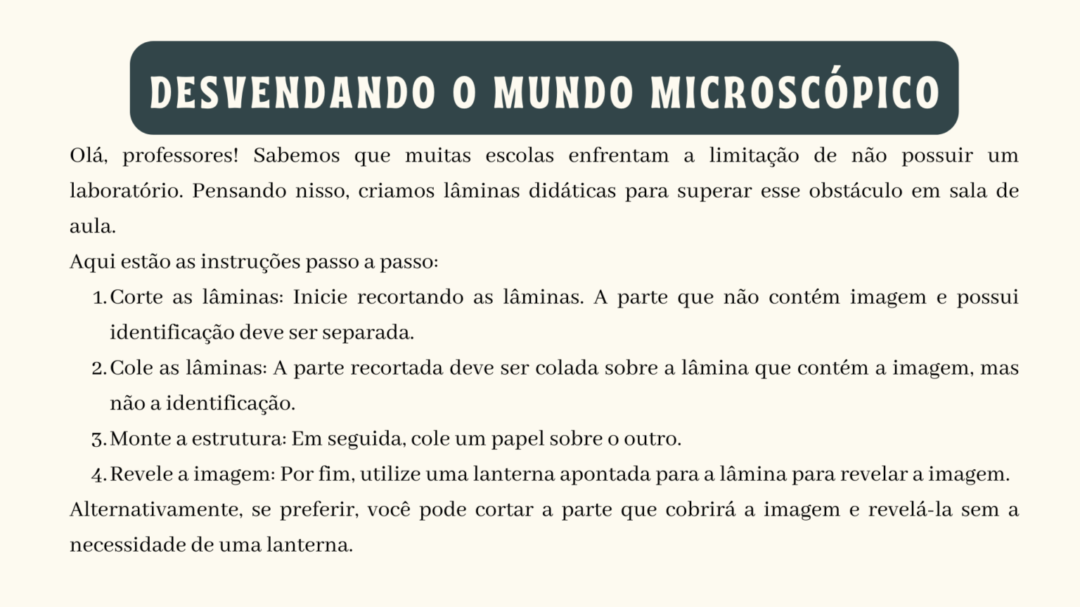 DESVENDANDO O MUNDO MICROSCÓPIO – Lojinha virtual da Teachersbio